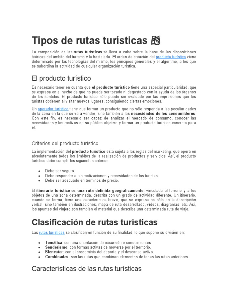 Clasificación de Rutas Turísticas | PDF | Producto (Negocio) | Transporte