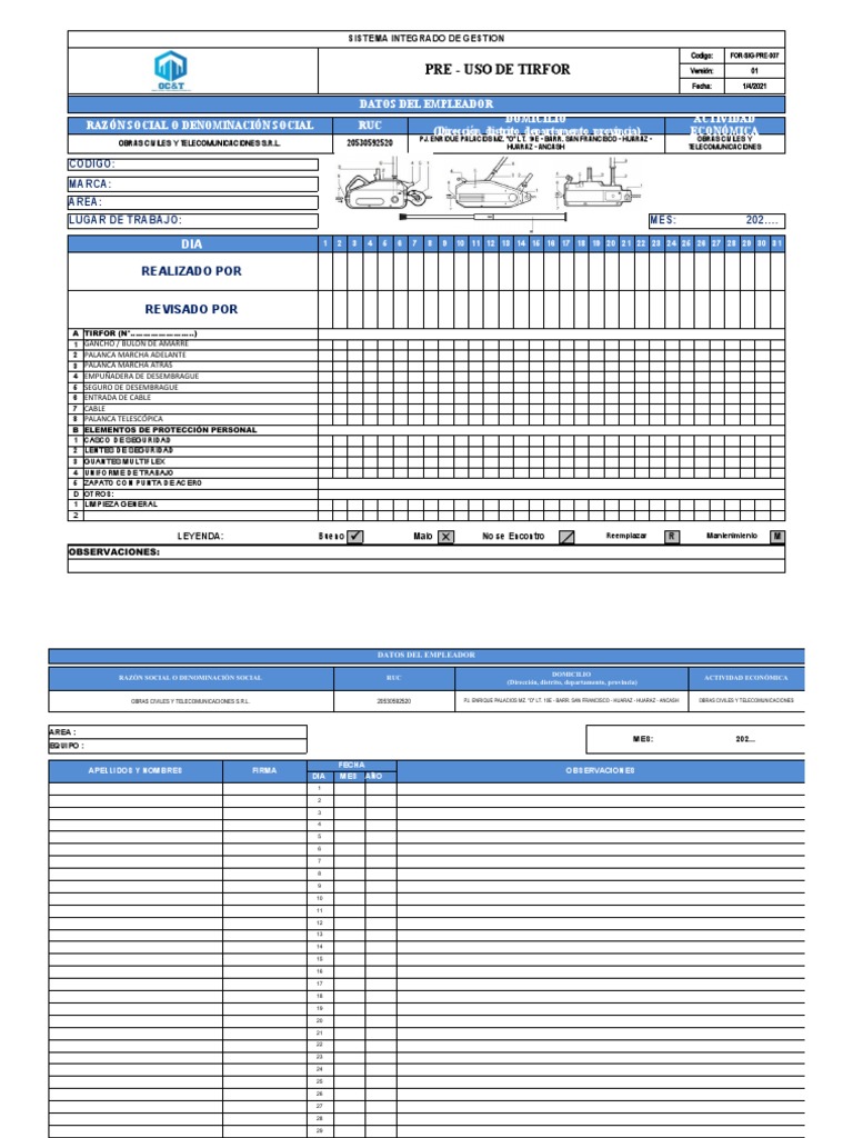 Check LST - Tirfor | PDF