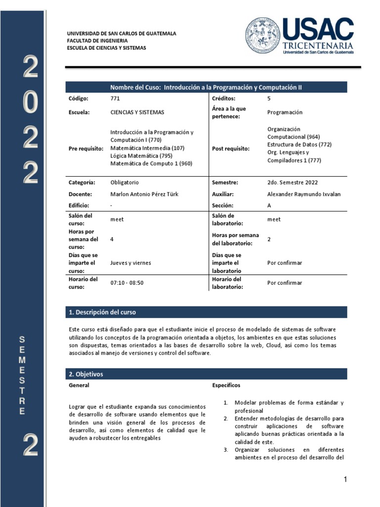 ProgramaClase IPC2 202202 | PDF | Software | Ingeniería de software