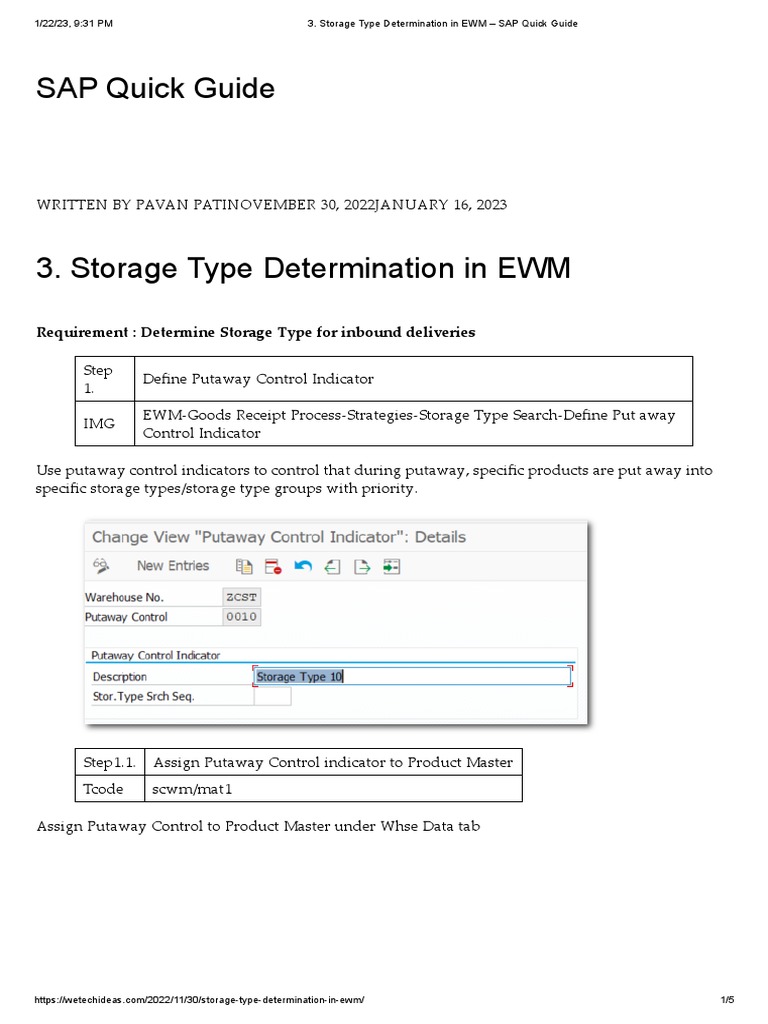 Storage Type Determination in EWM - SAP Quick Guide | PDF