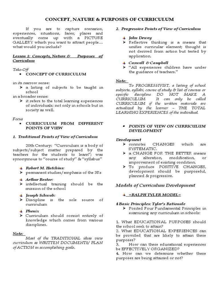 Concept, Nature & Purposes of Curriculum | PDF | Curriculum | Learning