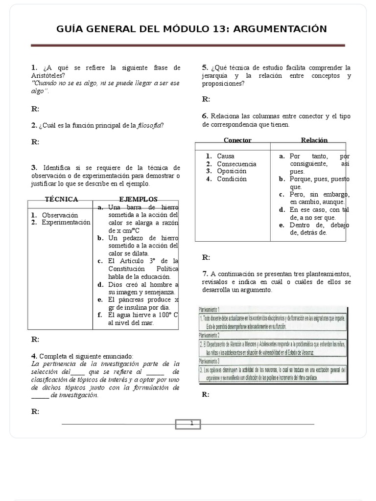 Guia para Contestar Modulo 13 | PDF | Hipótesis | Argumento Guia para Contestar Modulo 13 | PDF | Hipótesis | Argumento