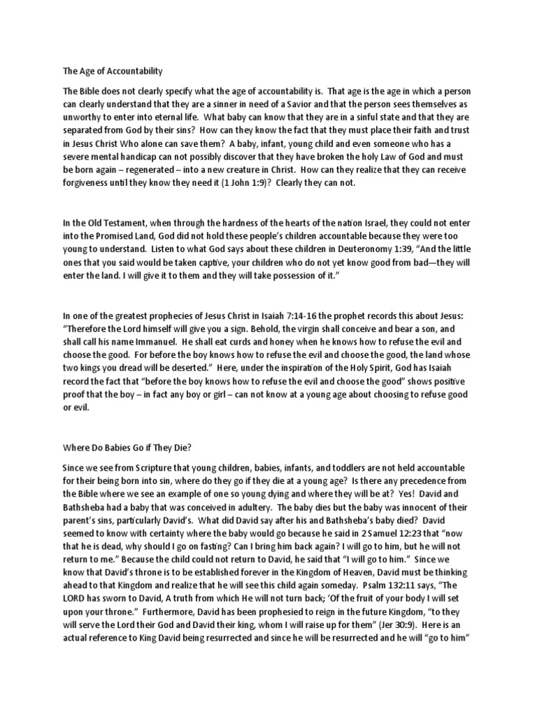 The Age of Accountability | PDF | David | Jesus