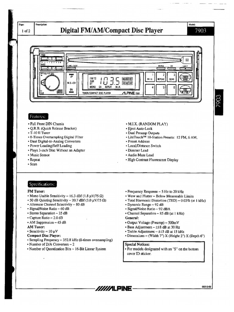 Alpine 7903 | PDF