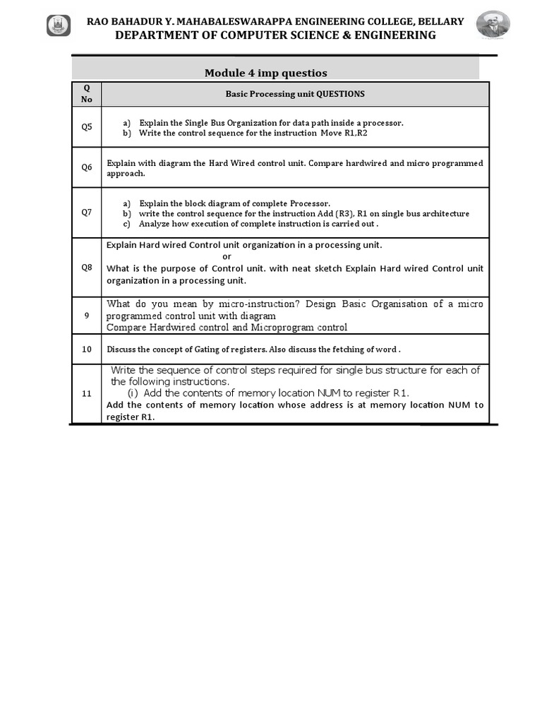 Co 4&5 Questionbank SE23 | PDF | Central Processing Unit | Arithmetic
