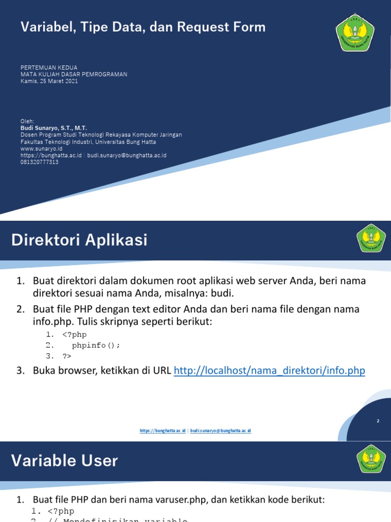 Variabel, Tipe Data, Dan Request Form | PDF | Karier & Perkembangan | Teknologi & Rekayasa
