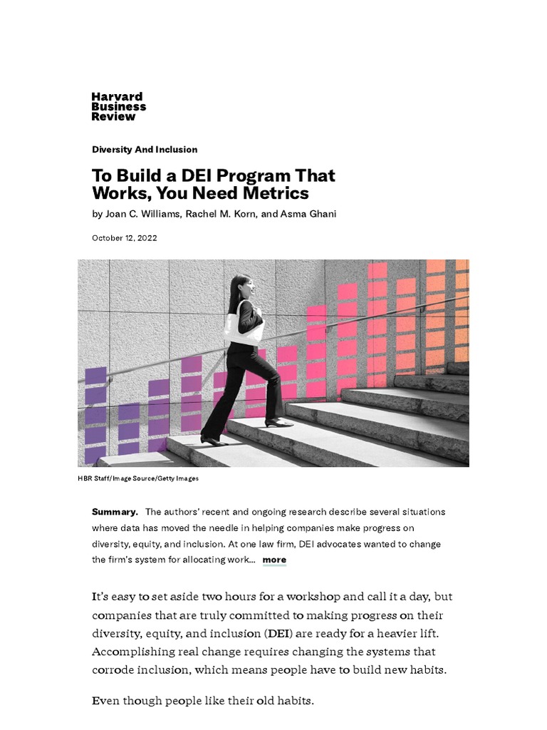 To Build A DEI Program That Works, You Need Metrics: by Joan C ...