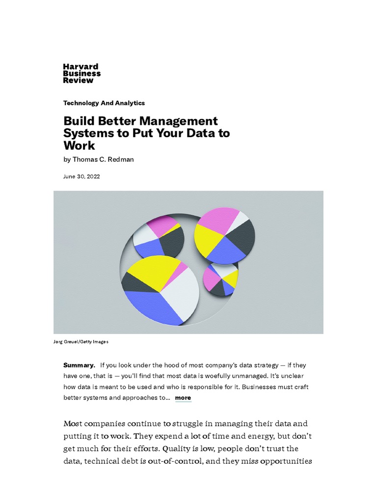 Build Better Systems to Put Your Data to Work | PDF | Data | Marketing