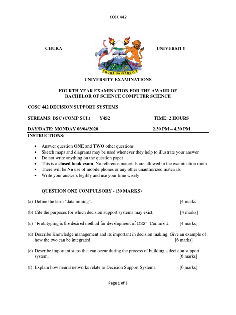 Cosc 442 | PDF | Decision Support System | Decision Making