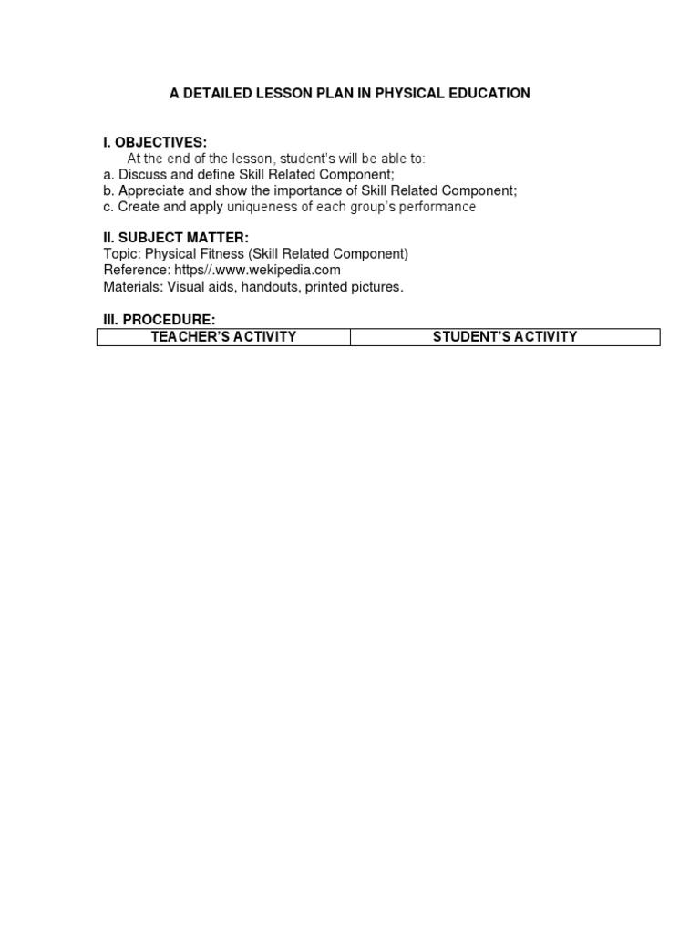 Pe (Demo) Physical Fitness Skills Related Component | PDF | Physical ...