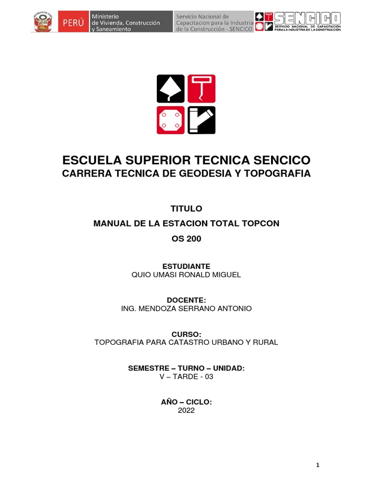 Manual Estación Total Topcon OS 200 | PDF | Cartografía | Geofísica