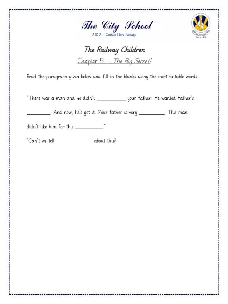 2.10.2 - Context Cloze Passage | PDF | General Fiction