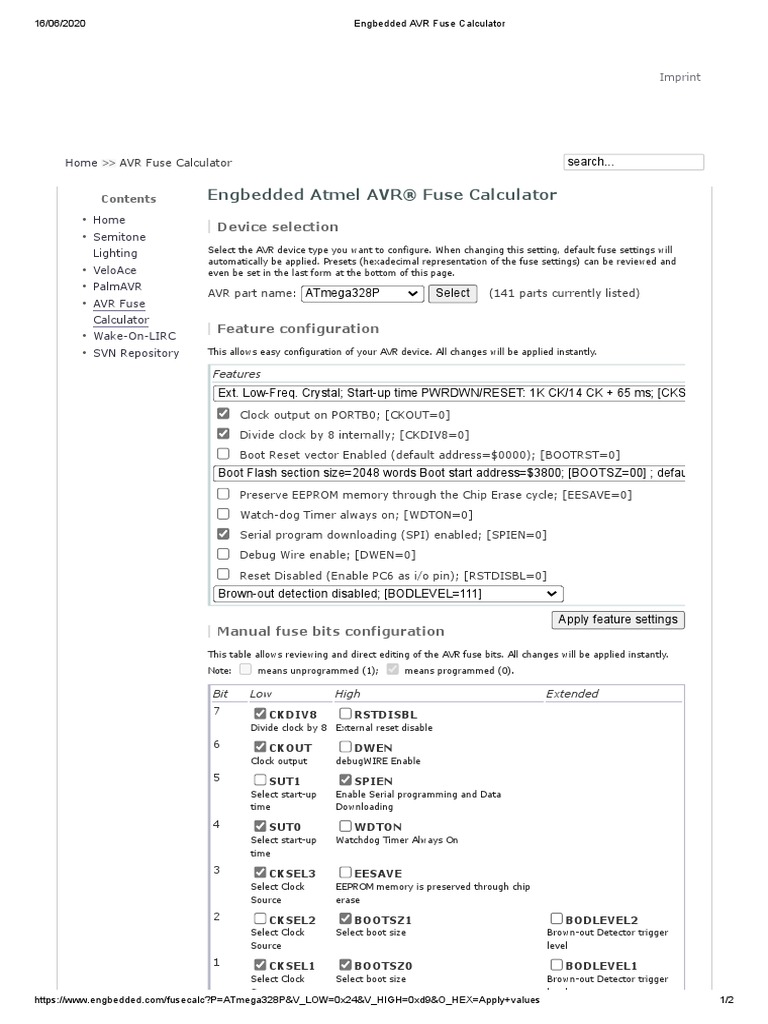 Engbedded AVR Fuse Calculator | Download Free PDF | Booting | Computer ...