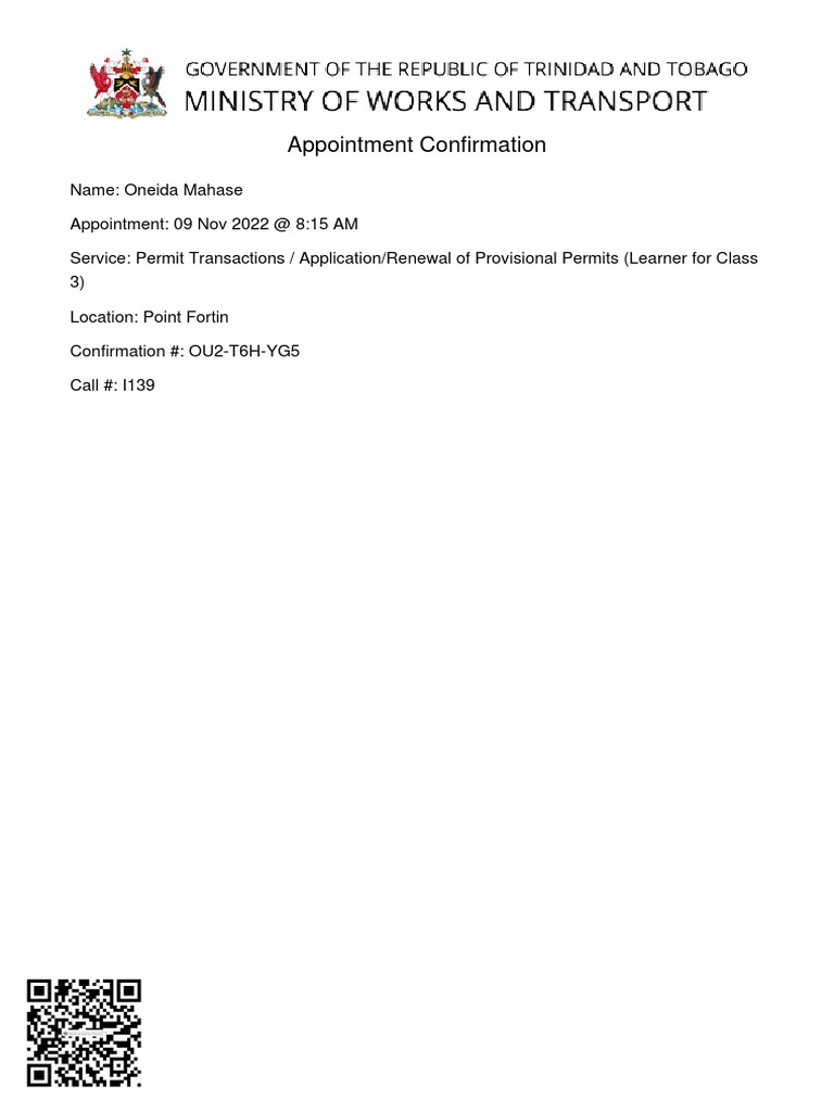 Appointment Confirmation | PDF