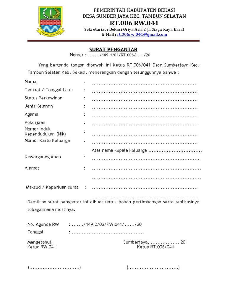 Format Surat Rt 006 Pdf