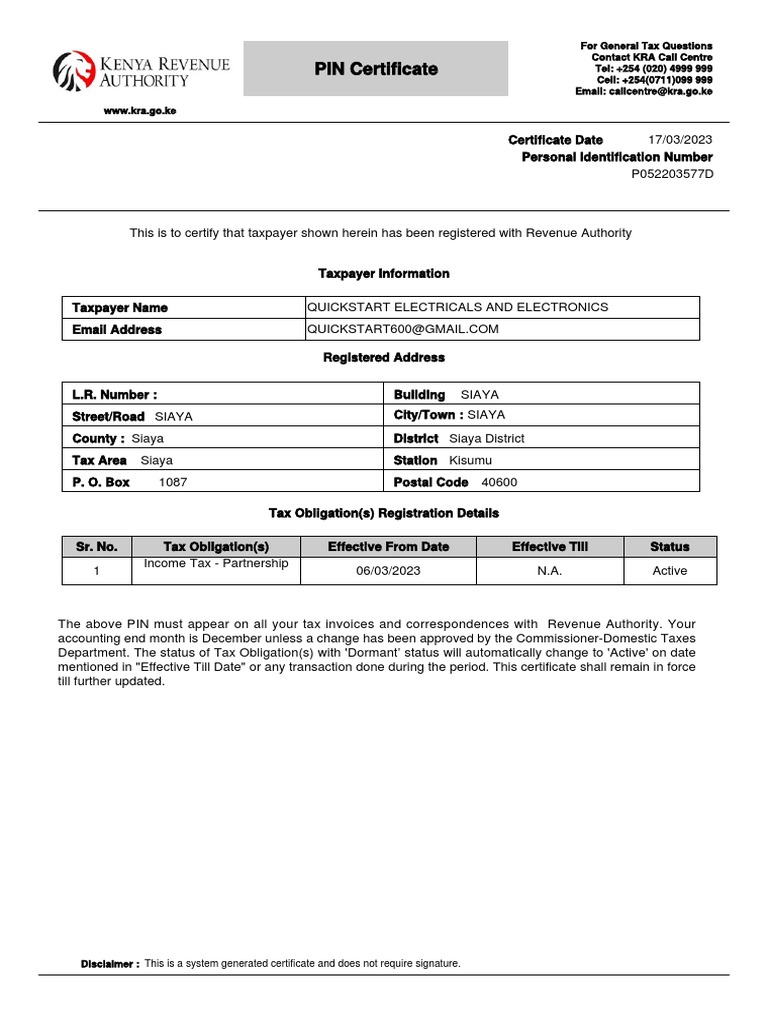 PIN Certificate | PDF | Taxpayer | Taxes