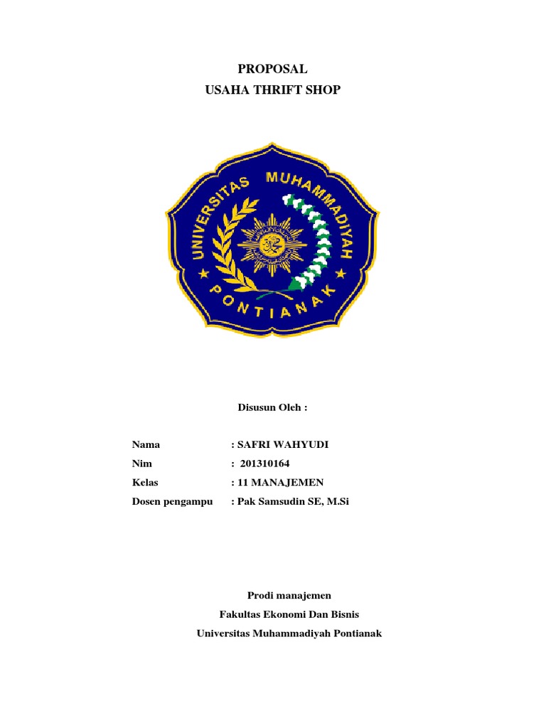Proposal Usaha Thrift Shop: Disusun Oleh | PDF | Ilmu Sosial
