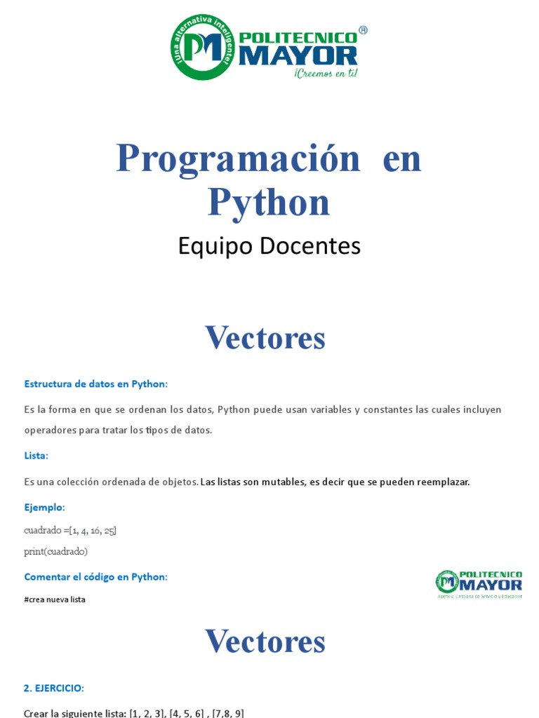 Vectores y Matrices | PDF | Python (lenguaje de programación) | Matriz (Matemáticas)