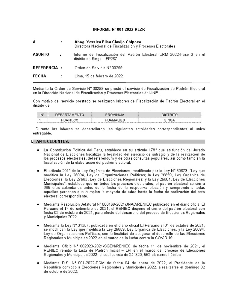 Modelo de Informe Padron - Grupo3 | Descargar gratis PDF | Gobierno | Responsabilidad