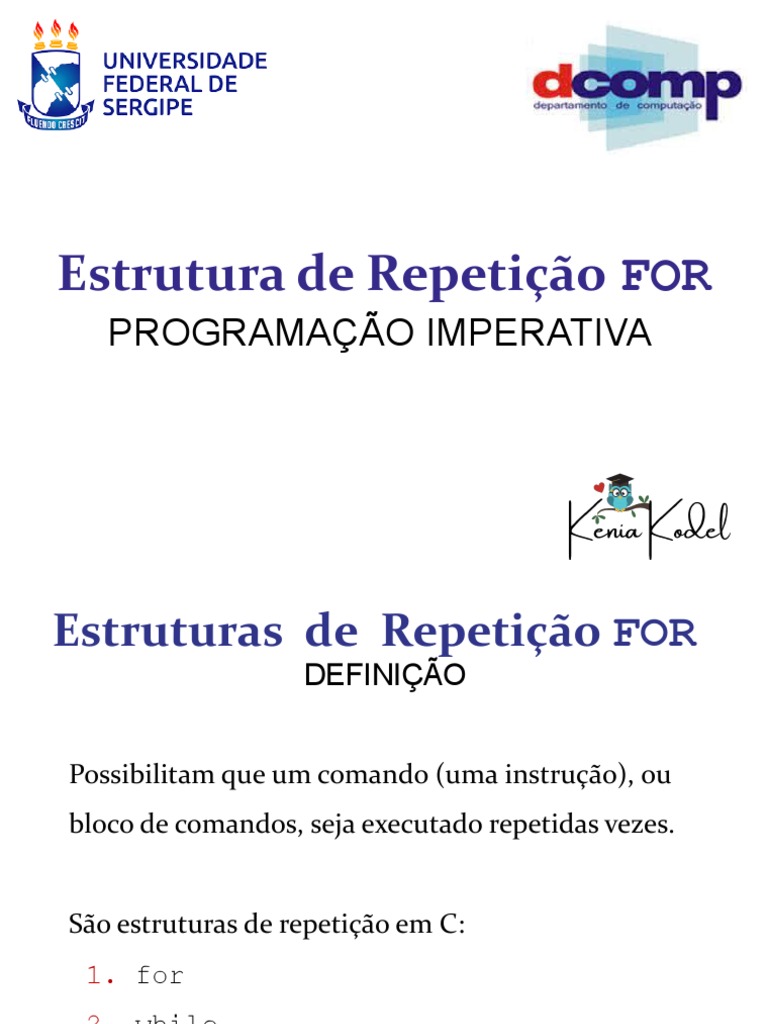 Estruturas de repetição FOR: sintaxe, funcionamento e exemplos | PDF ...