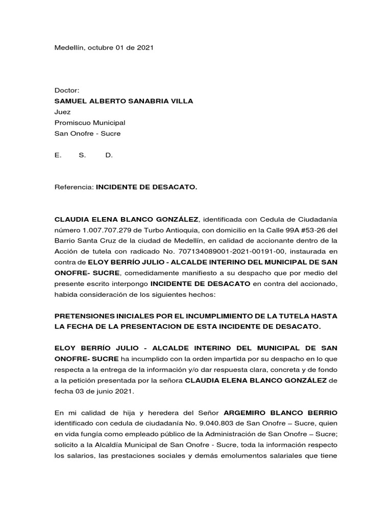 Incidente Desacato | PDF