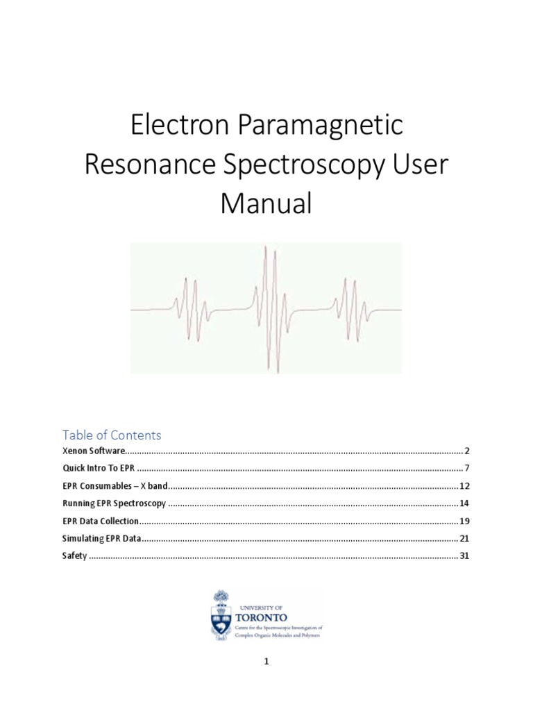 Electron Paramagnetic Resonance Spectroscopy User Manual | PDF | Electron Paramagnetic Resonance ...