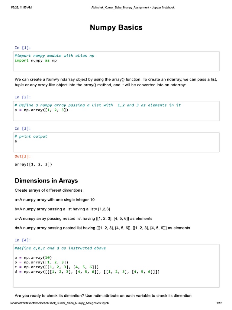 Numpy Assignment | PDF Numpy Assignment | PDF