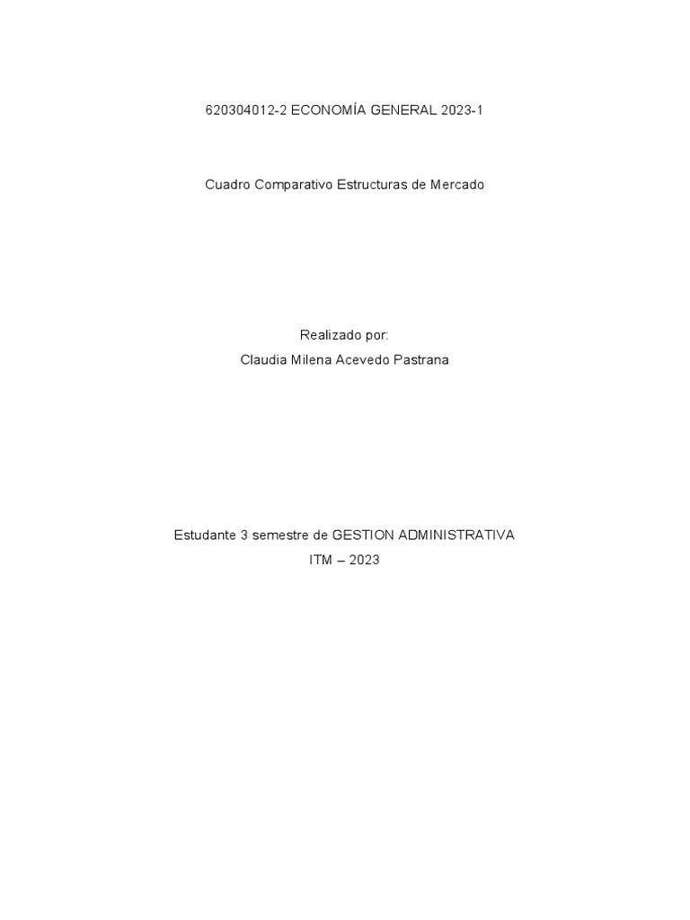 Cuadro Comparativo Estructuras de Mercado | PDF Cuadro Comparativo Estructuras de Mercado | PDF