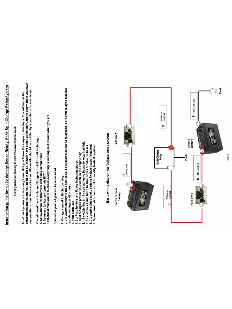 Split Charge Instructions | PDF | Fuse (Electrical) | Relay