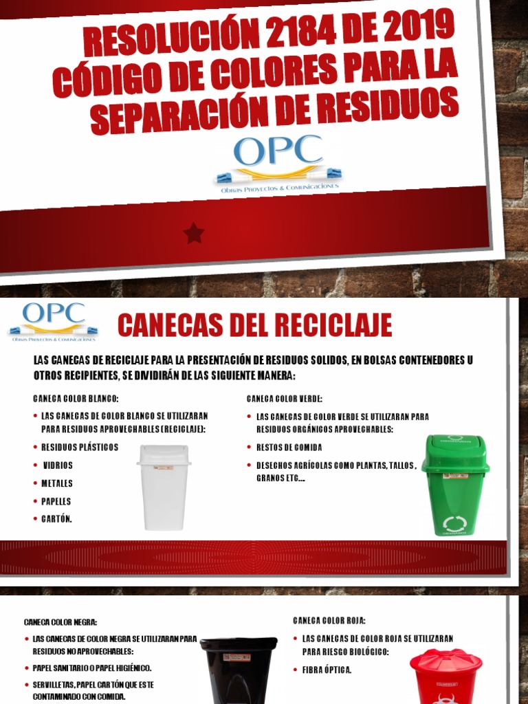 Código de colores canecas reciclaje 2023 | PDF