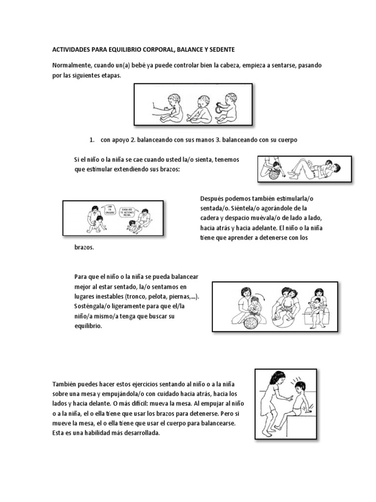 Actividades para Equilibrio Corporal, Balance y Sedente | PDF