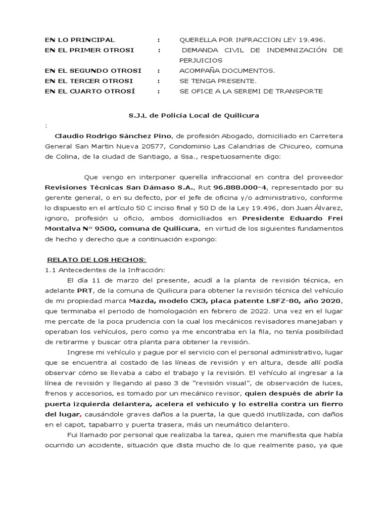 Demanda PRT | PDF | Daños y perjuicios | Los consumidores