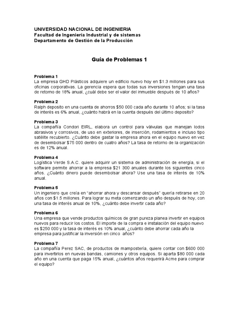 Guía de Problemas 1 | PDF | Economias