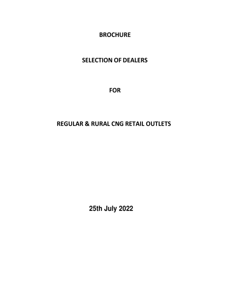 CNG Retail Dealership Selection 2022 | PDF