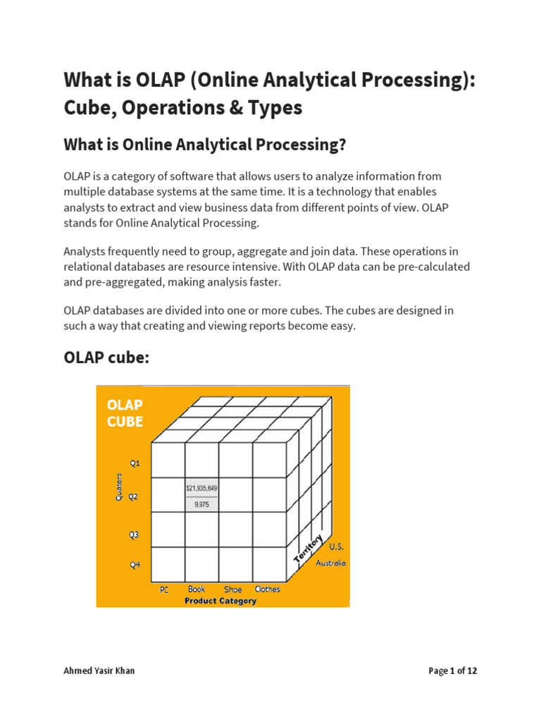 What Is OLAP (Online Analytical Processing) : Cube, Operations & Types | PDF