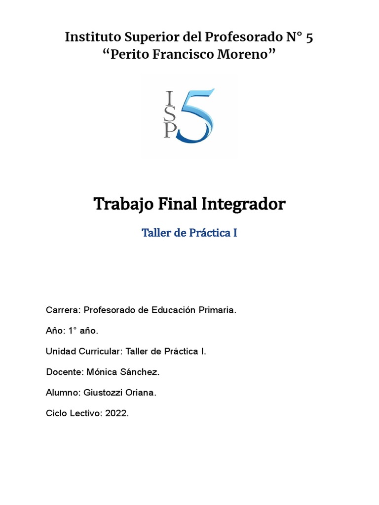Trabajo Final Integrador Taller de Práctica I 2022 | PDF | Maestros | Aprendizaje