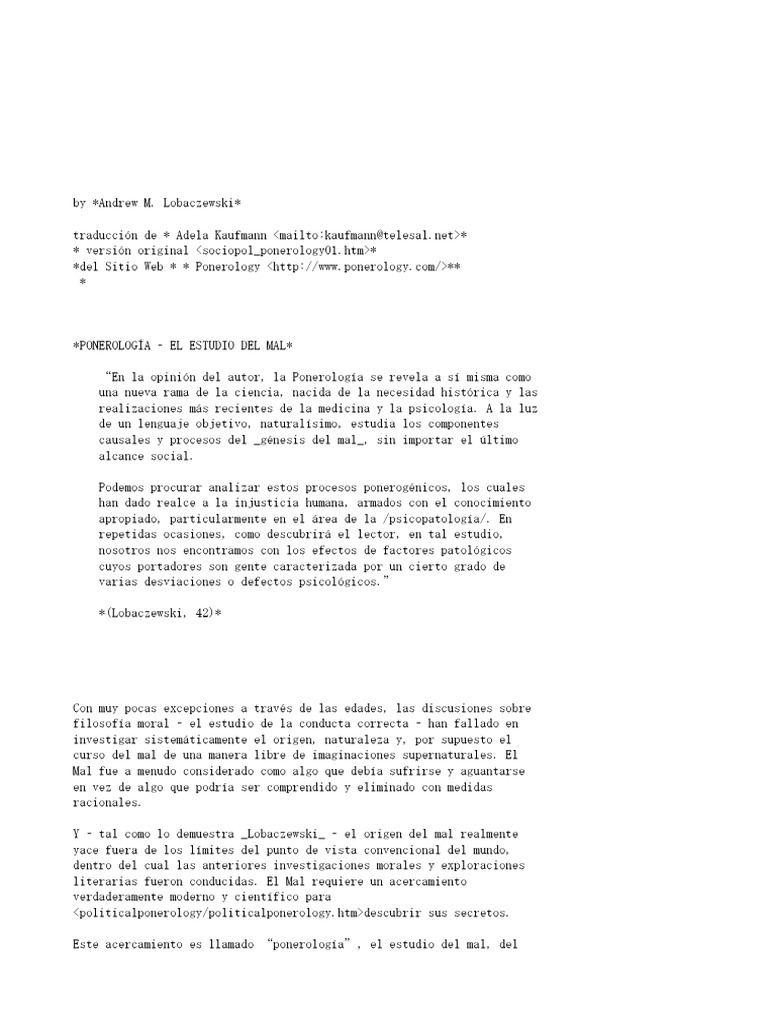 Ponerología: Estudio del Mal según Lobaczewski | PDF | Psicopatía | Las ...