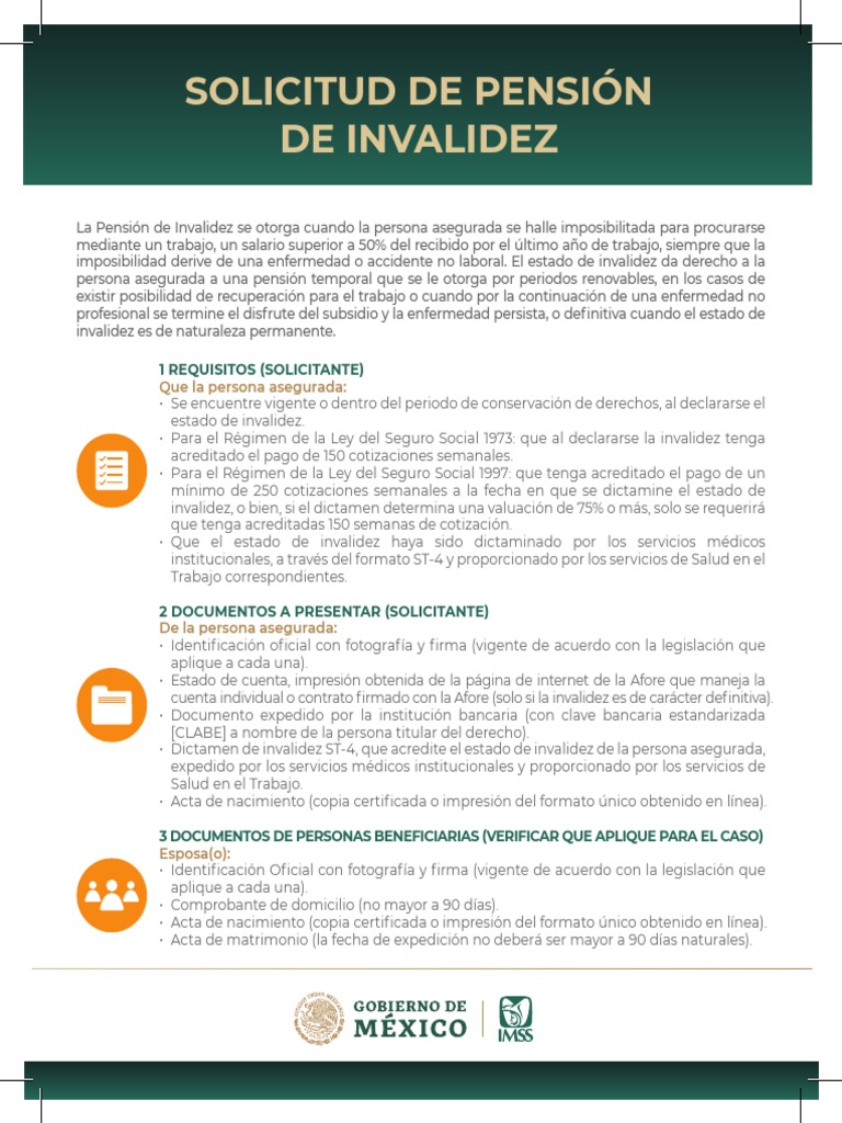 Solicitud de Pensión de Invalidez: 1 Requisitos (Solicitante) | PDF | Certificado de nacimiento ...