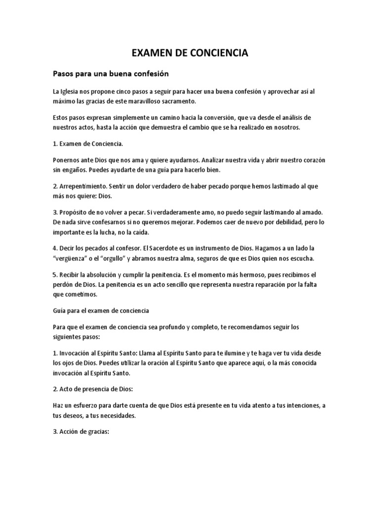 Examen de Conciencia | PDF | Salud y bienestar