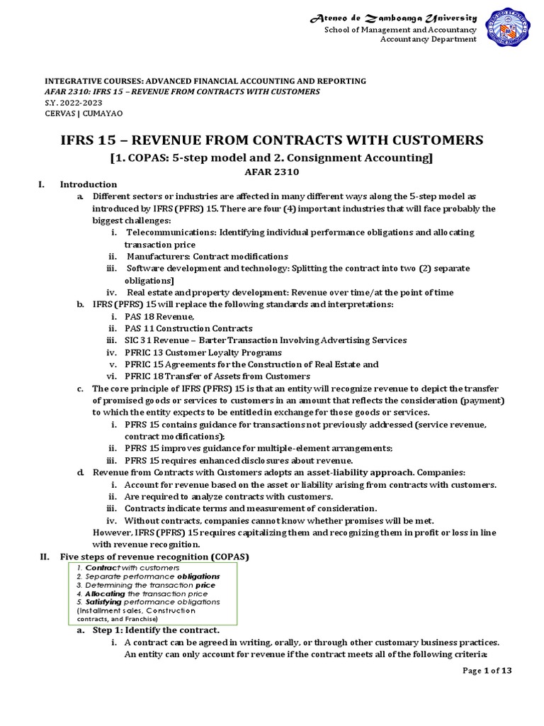 IFRS 15: Five-Step Revenue Model | PDF | Option (Finance) | Prices
