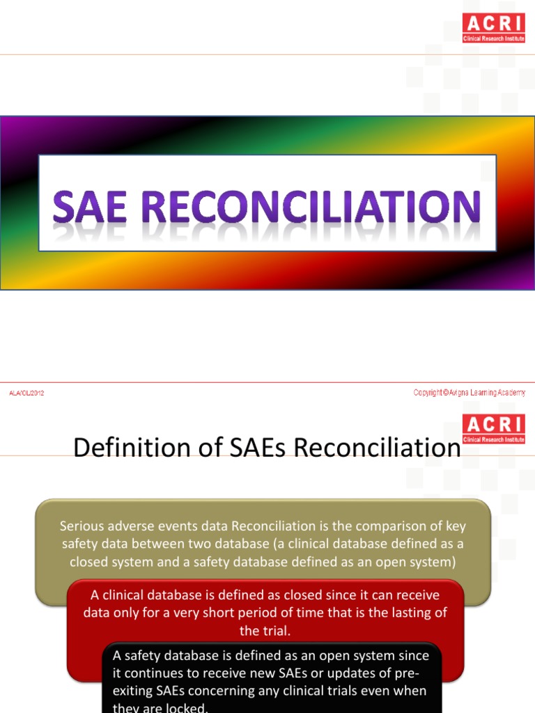 Sae Reconciliation | PDF | Pharmacovigilance | Databases