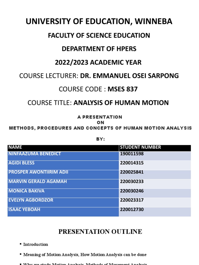 Human Motion Analysis Methods | PDF | Anatomical Terms Of Motion