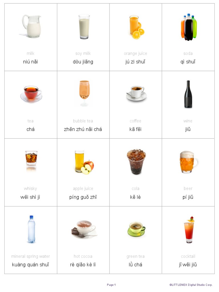 Flashcards Drinks | PDF