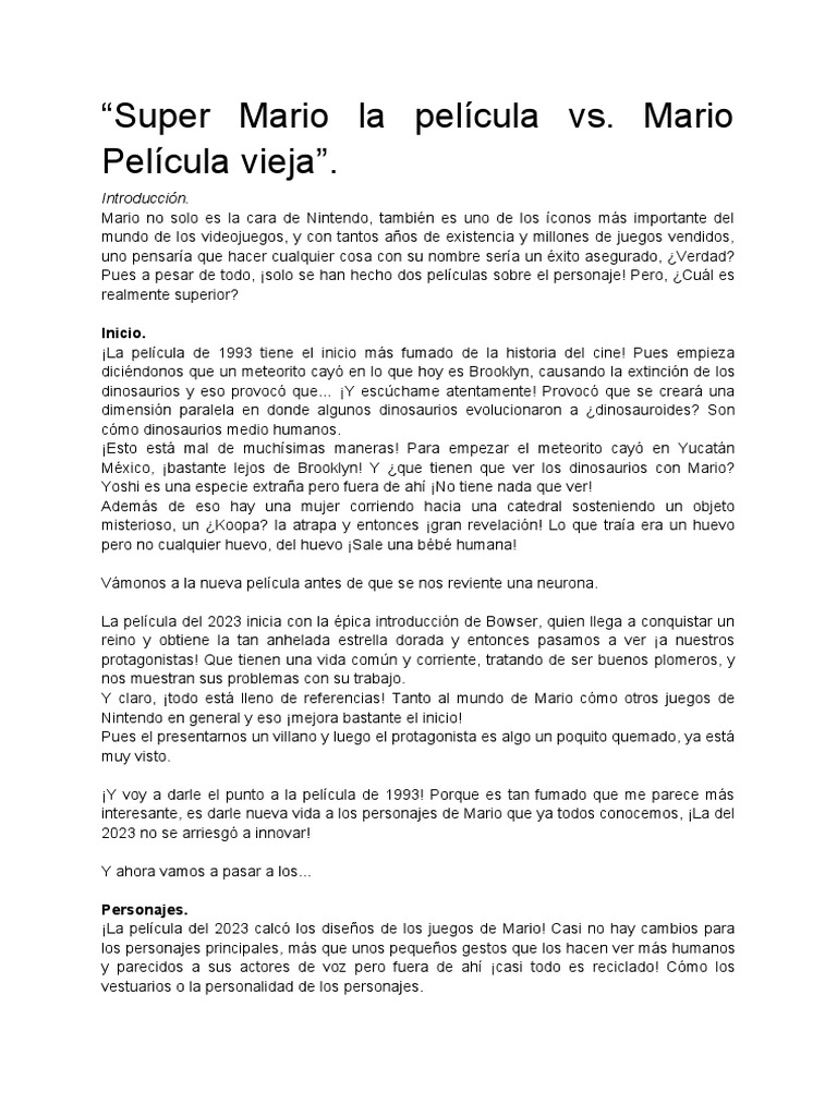 Copia de "Super Mario La Película Vs | PDF | Mario