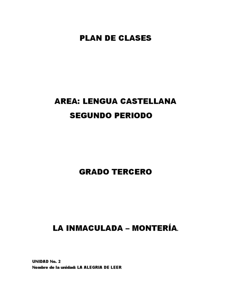 PLAN .LENGUA 2 Periodo | PDF | Póster | Verbo