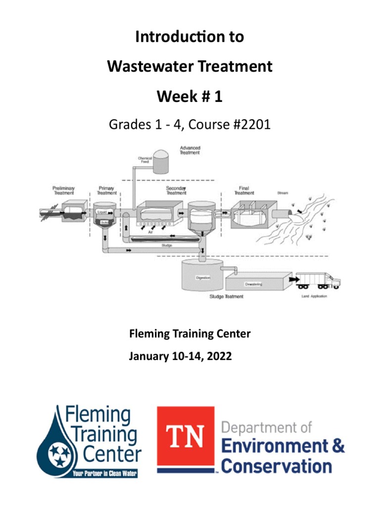 Introduc On To Wastewater Treatment Week # 1: Grades 1 4, Course #2201 ...