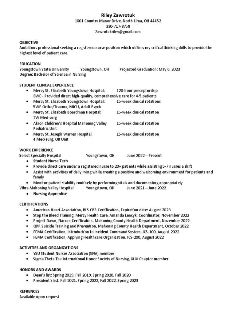 Nurse Resume | PDF | Nursing | Hospital