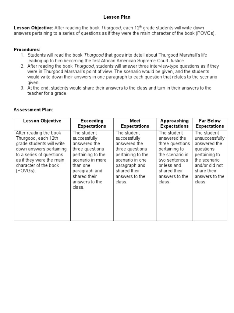 Thurgood Marshall Lesson Plan | PDF