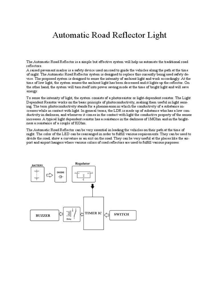 Automatic Road Reflector Light | PDF