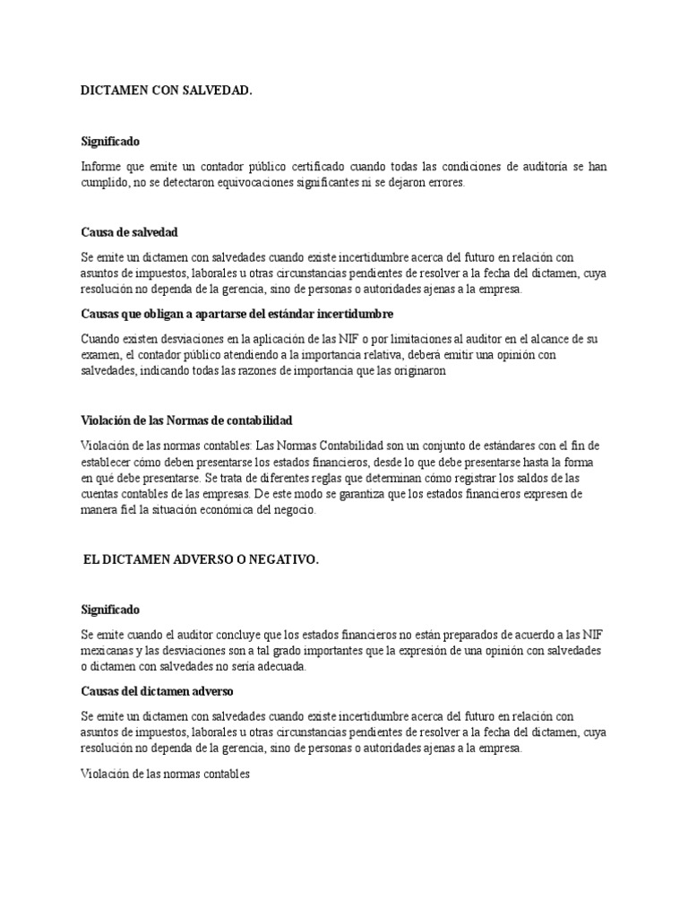 Tipos de Dictamen de Auditoría | PDF | Contabilidad | Contralor